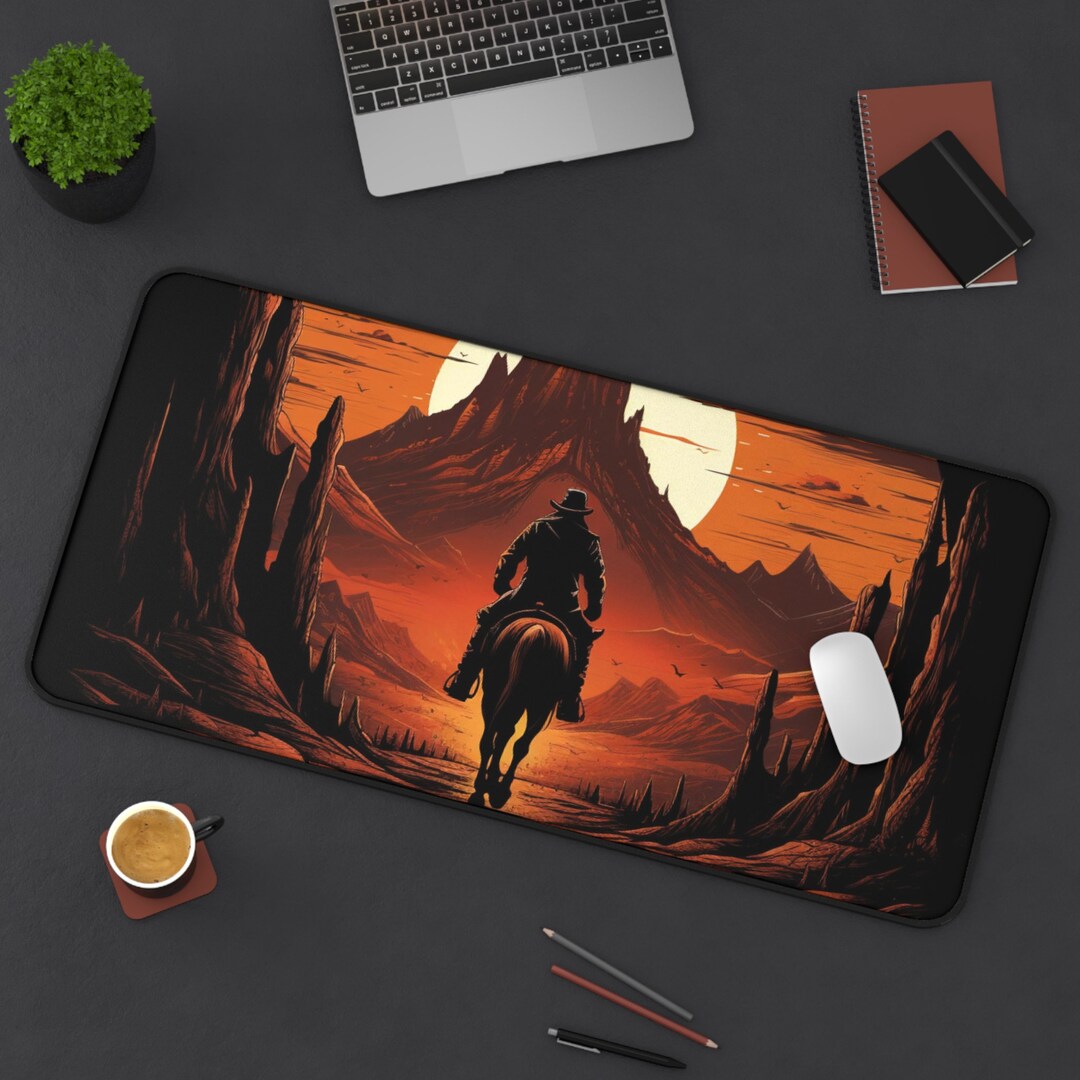 Western Gothic Cowboy Desk Mat: Trendy Work From Home Decor - Etsy
