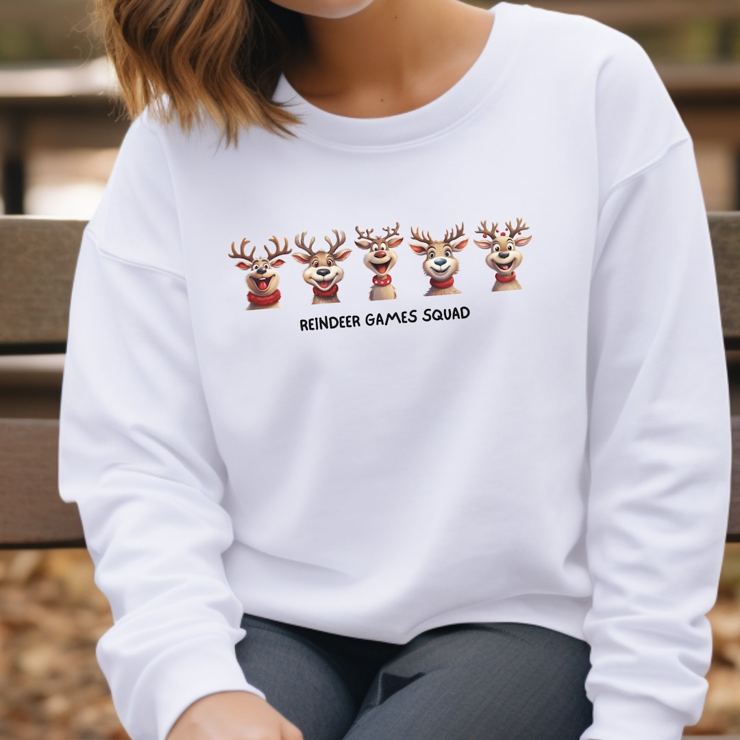 Cute Christmas Reindeer Womens Crewneck Sweatshirt, Trendy Womens ...