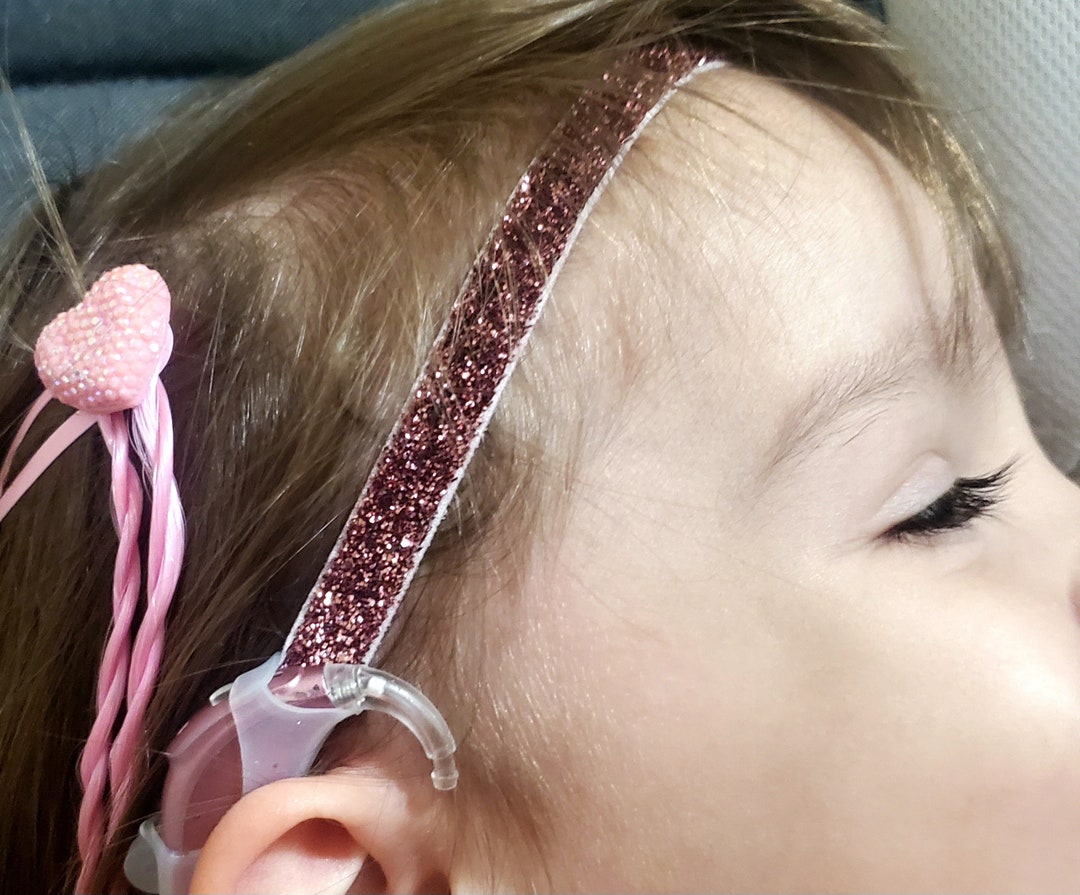Sparkle & Secure: Pink Glitter 3/4" Hearing Aid/cochlear Headband - Non ...