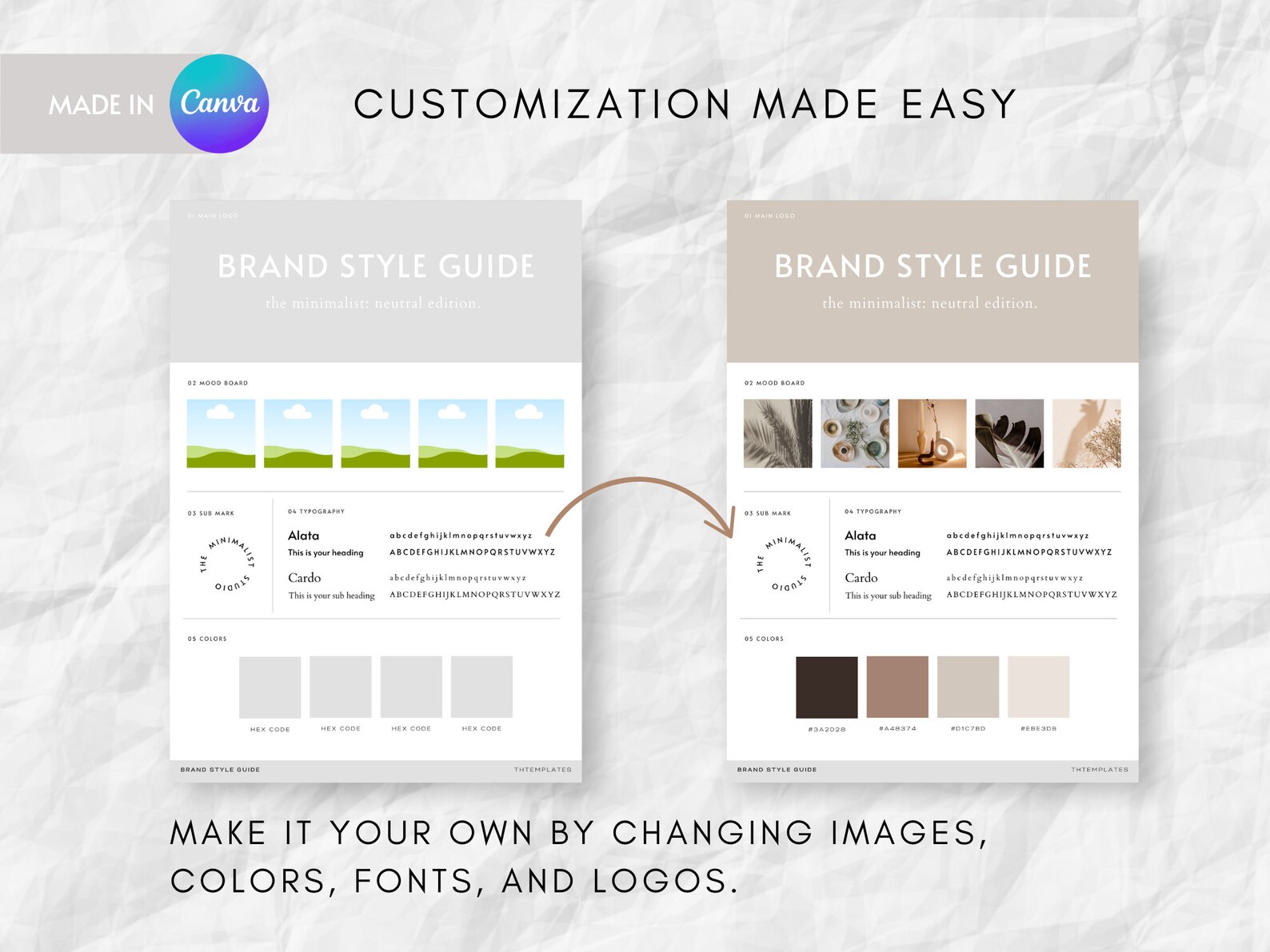 Minimalist Brand Style Guide Template | Mini Branding Kit Template ...