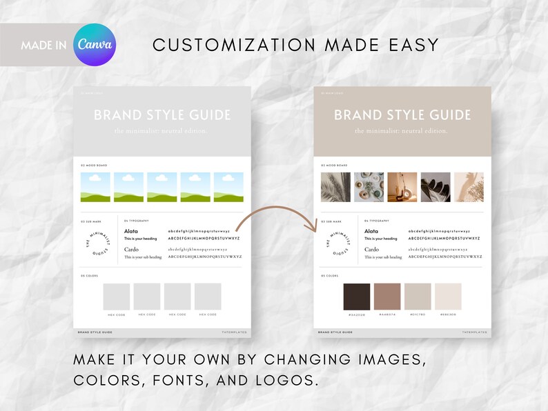 Minimalist Brand Style Guide Template | Mini Branding Kit Template ...