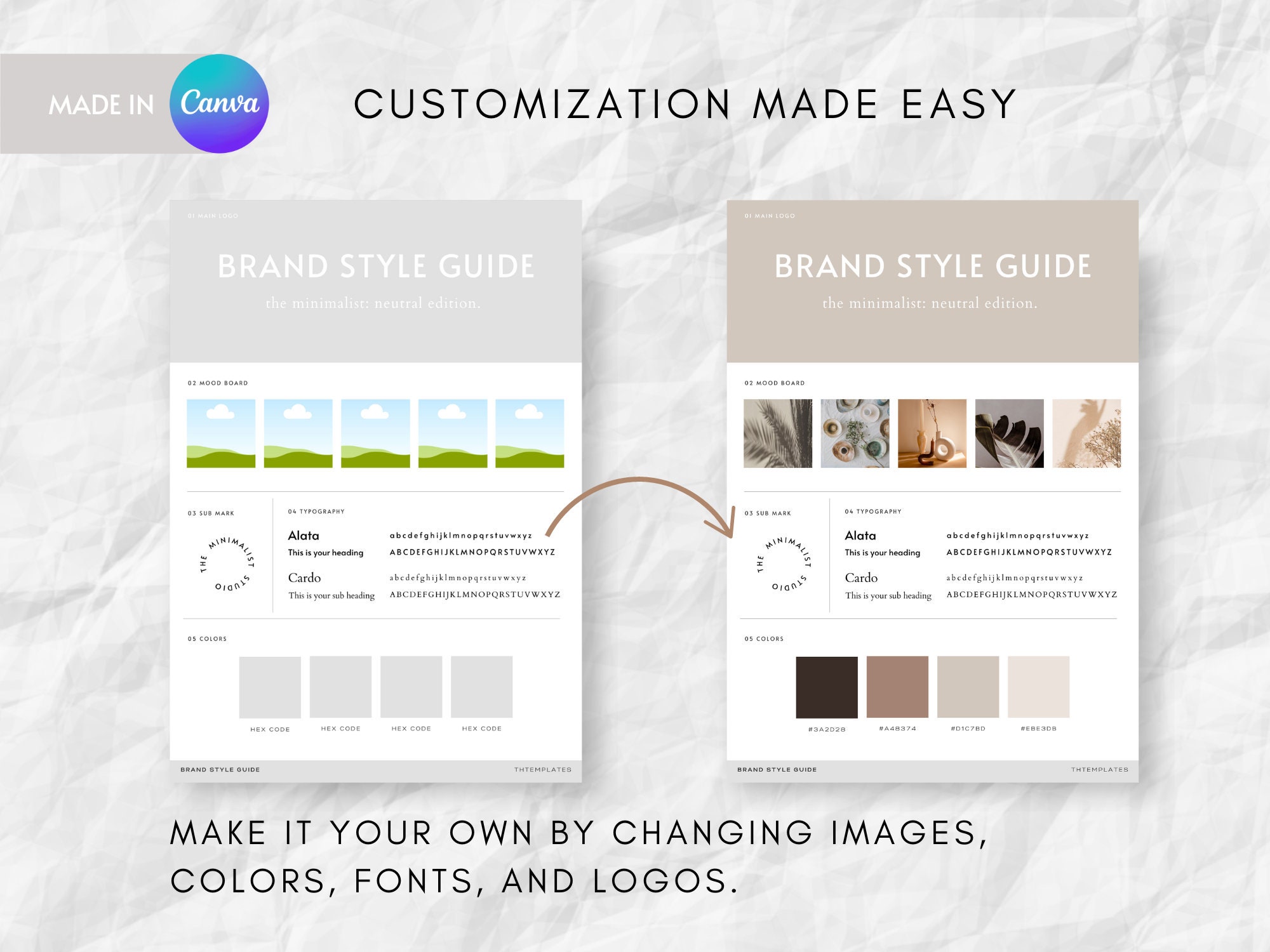 Minimalist Brand Style Guide Template | Mini Branding Kit Template ...