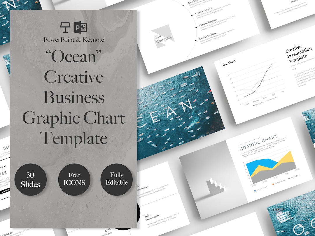 Ocean Creative Business Graphic Chart Minimalist PPT Template for ...
