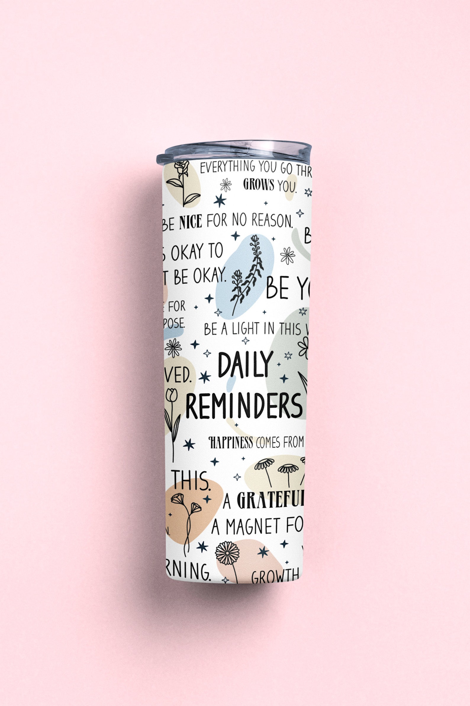 Daily Reminder Tumbler Wrap, Positive Words Sublimation, Motivation ...