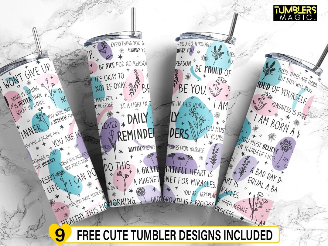 SPECIAL Daily Reminder Tumbler Wrap, Positive Words Sublimation ...
