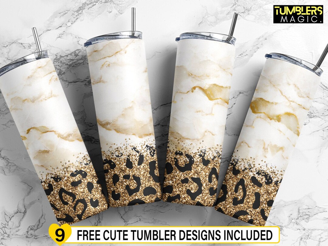 Marble Leopard Tumbler Wrap, Gold Glitter Sublimation,tumbler Template ...
