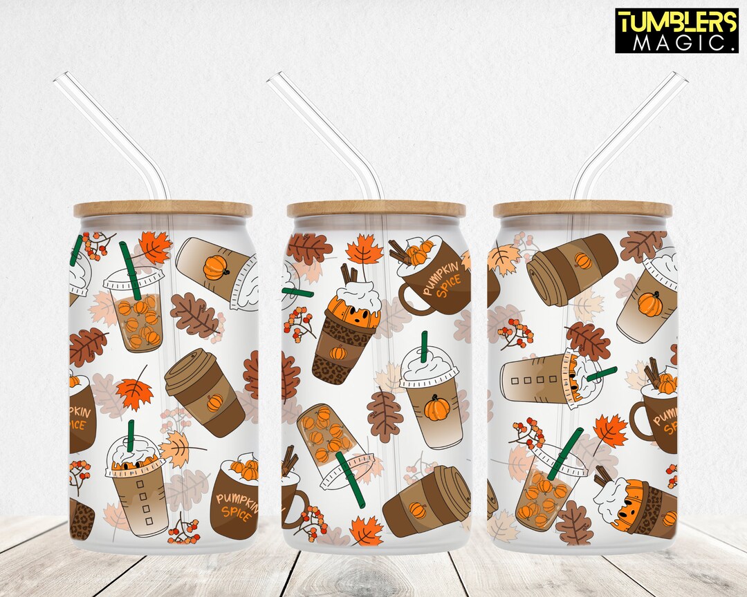 Fall Can Glass, Autumn 16 Oz Glass Can Png Design for Sublimation ...