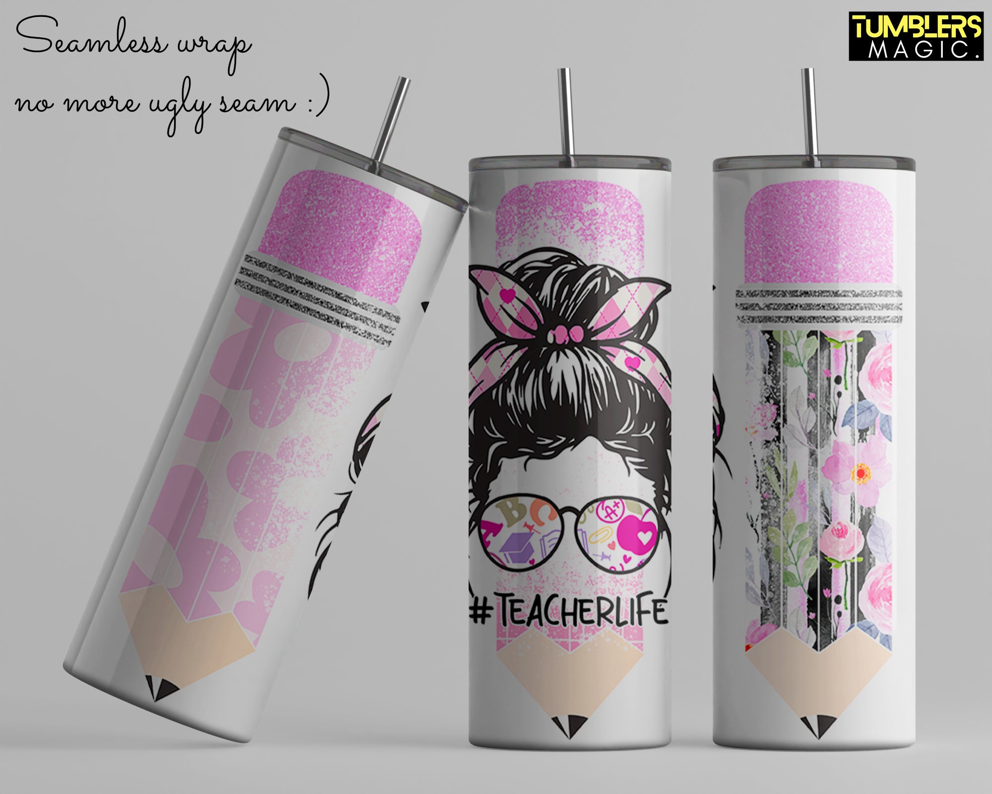 Teacher 20 Oz Skinny Tumbler Bundle, Back to School Sublimation ...