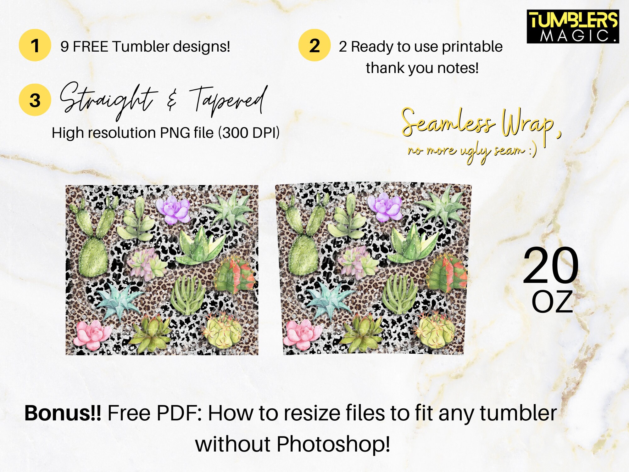 Cactus Tumbler Wrap, Desert Plants Sublimation, Floral Wrap PNG File ...