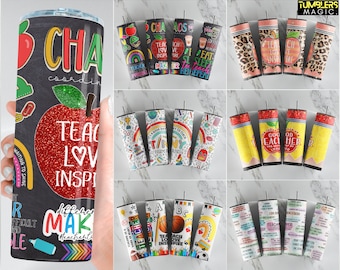 Teacher 20 Oz Skinny Tumbler Bundle, Back to School Sublimation ...
