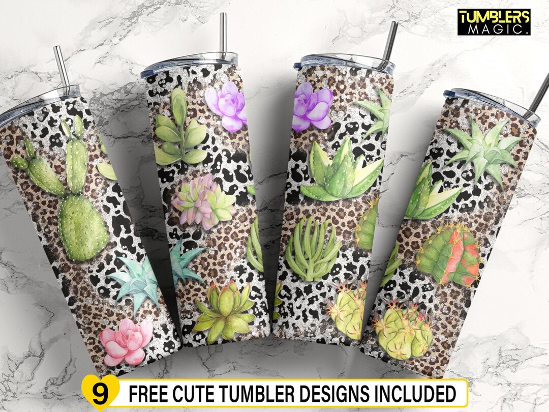 Cactus Tumbler Wrap, Desert Plants Sublimation, Floral Wrap PNG File ...