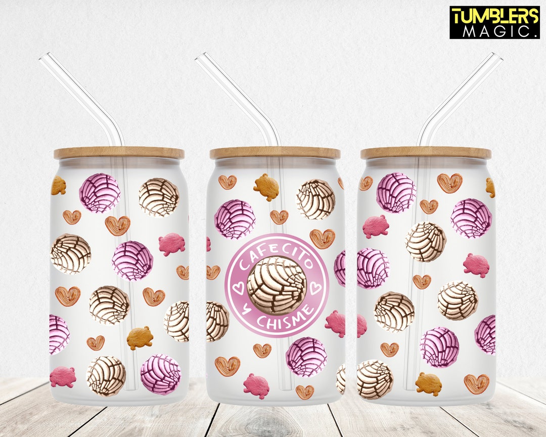Cafecito Y Chisme Can Glass 16oz Glass Can Png For Sublimation Coffee