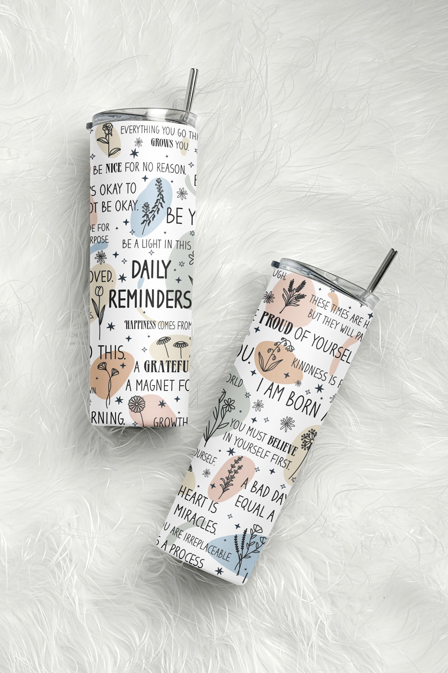 Daily Reminder Tumbler Wrap, Positive Words Sublimation, Motivation ...