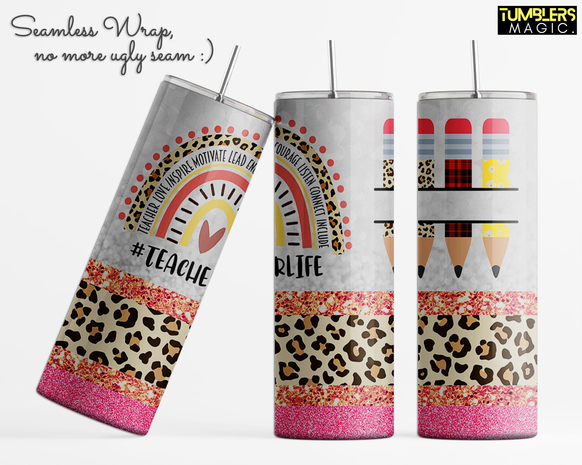 Teacher Life Tumbler Rainbow Back to School 20 Oz Skinny - Etsy