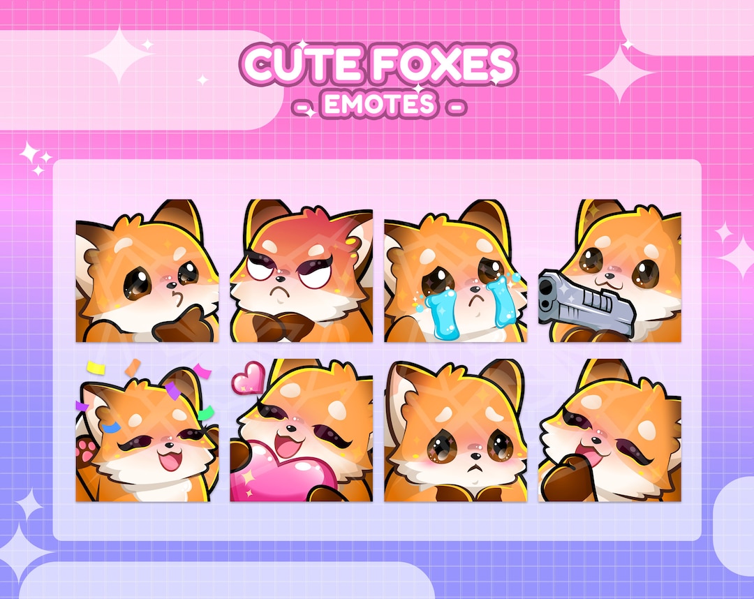 Cute Fox Emotes 8x Kawaii Fox Emotes for Twitch and Discord Animal ...