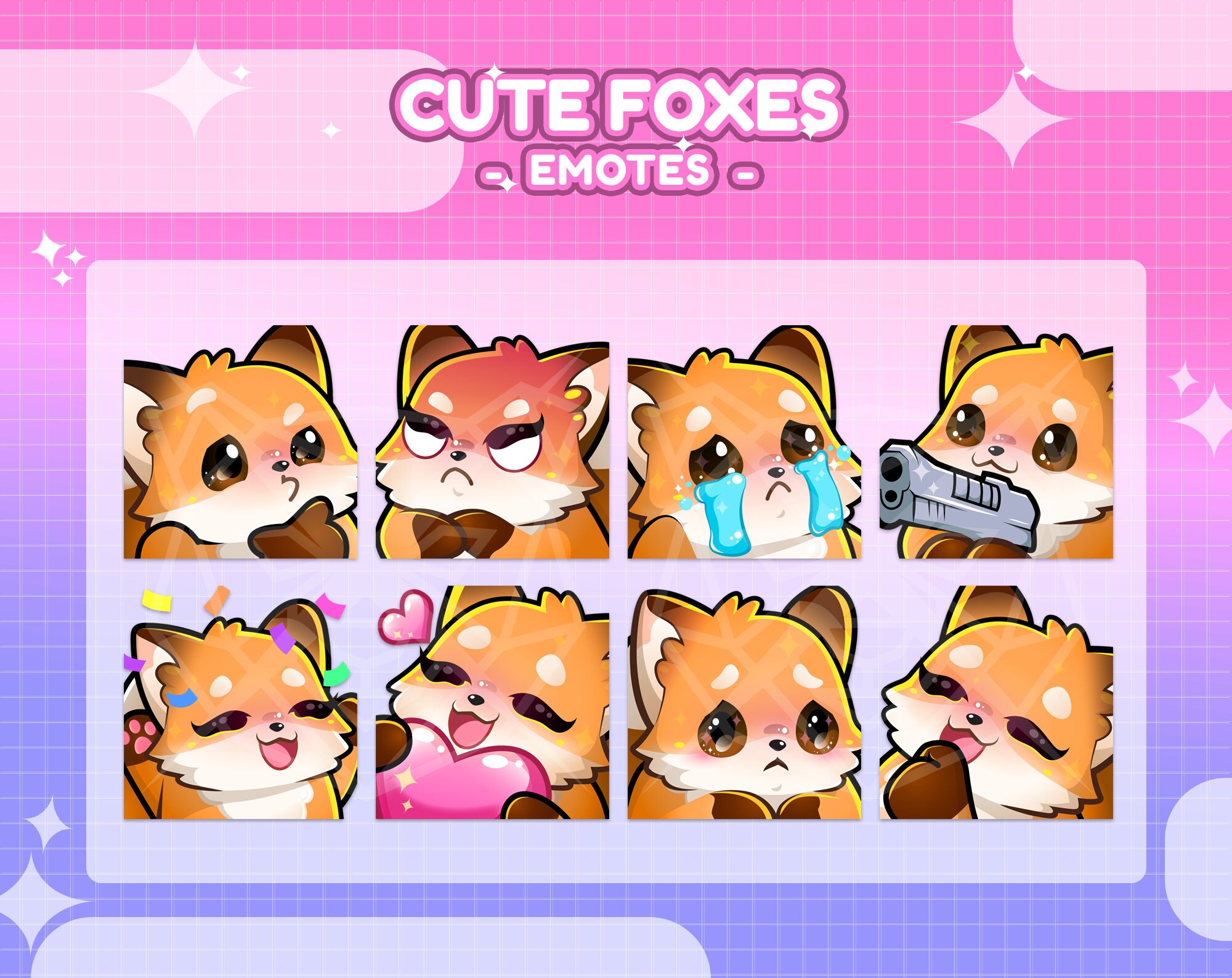 Cute Fox Emotes - 8x Kawaii Fox Emotes for Twitch (and Discord ...