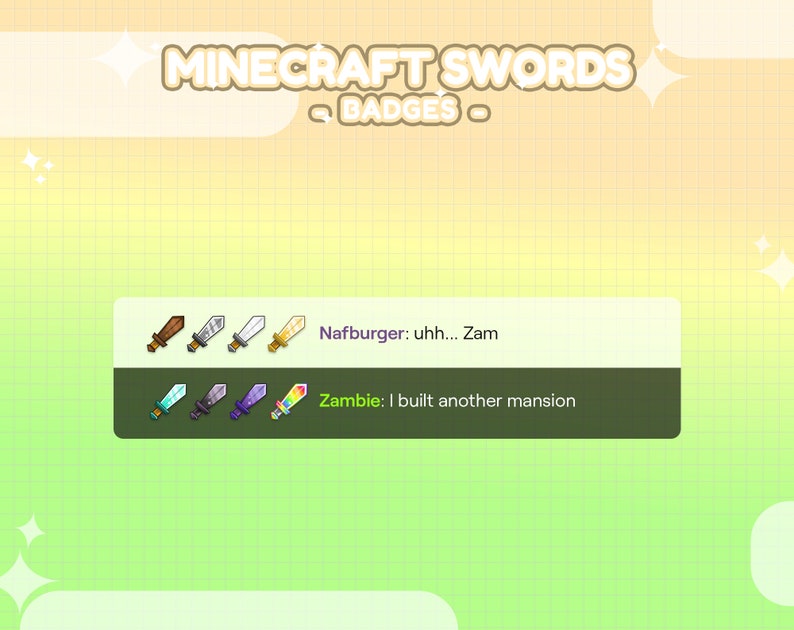 Minecraft Sword Badge Pack - 8x Minecraft Sub/bit Badges for Twitch ...
