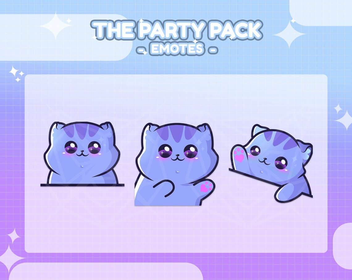 ANIMATED Cat Emote Pack - 3x Purple Animated Bango, Dance and Bongo Cat ...