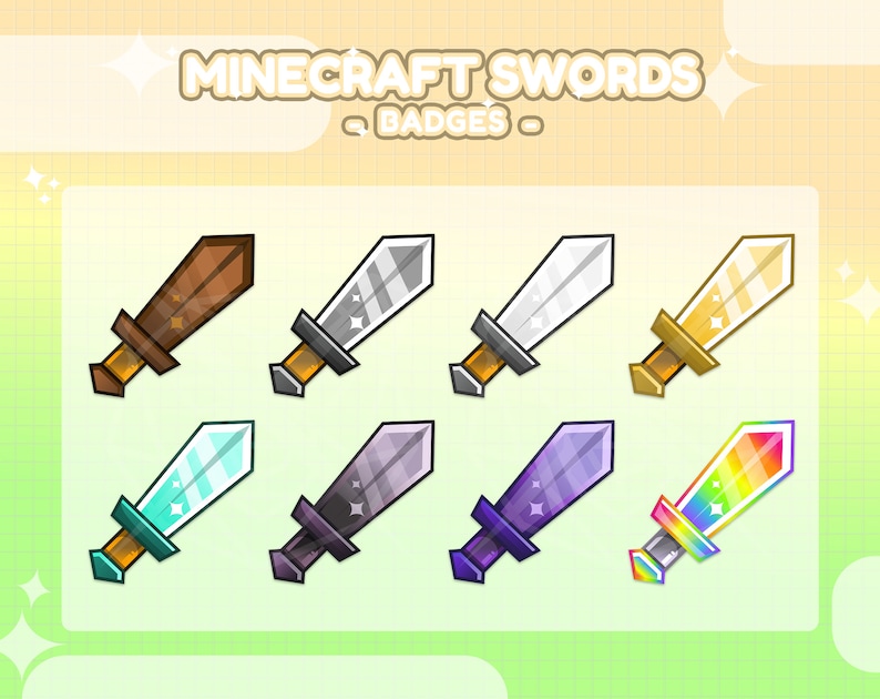 Minecraft Sword Badge Pack - 8x Minecraft Sub/bit Badges for Twitch ...