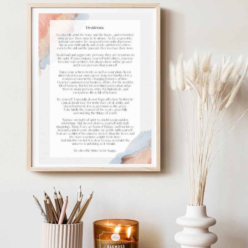 Desiderata by Max Ehrmann Digital Art Print | Inspirational Poem Modern ...