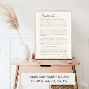 Desiderata Poem Digital Art Print | Inspirational Modern Minimalist ...