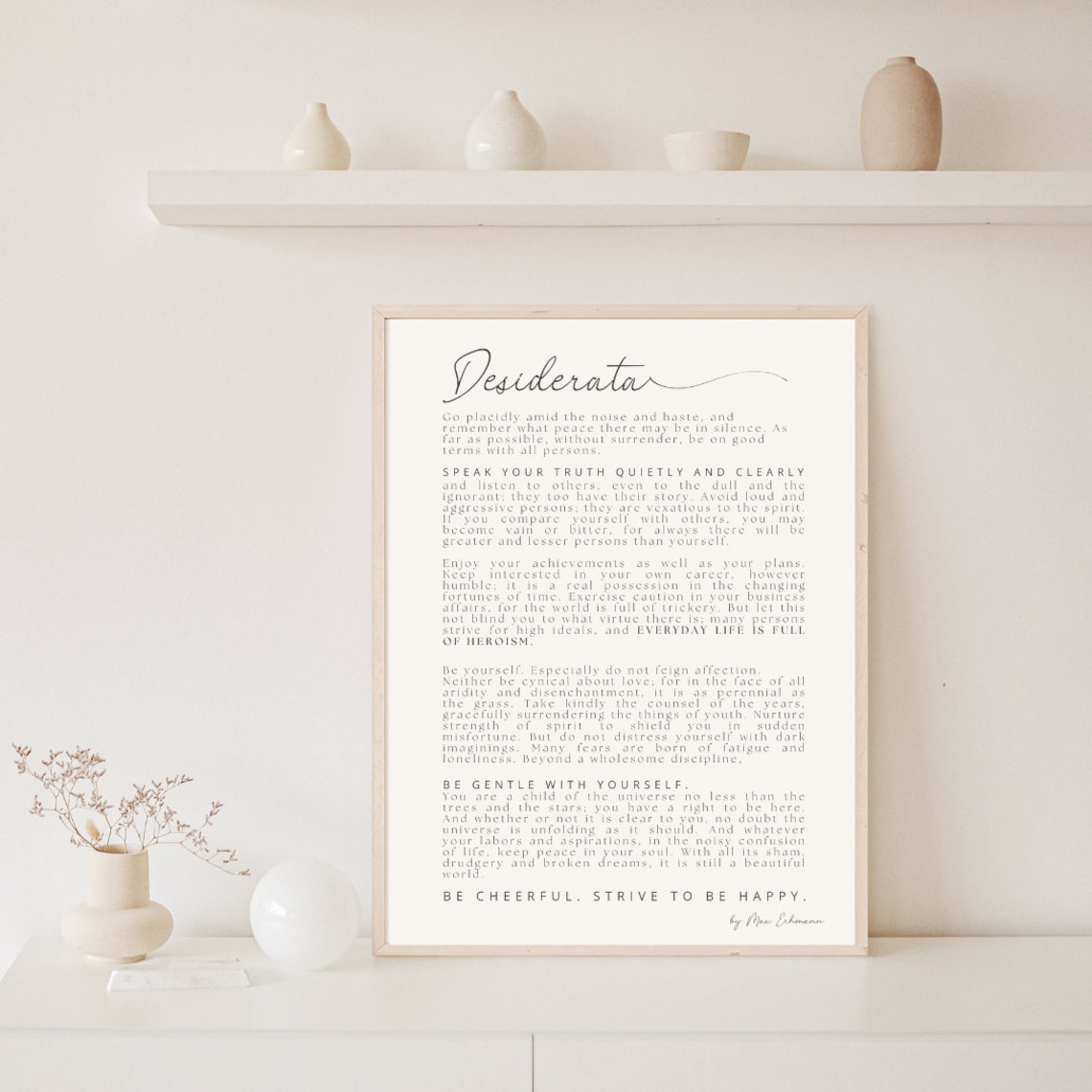 Desiderata Poem Digital Art Print | Inspirational Modern Minimalist ...