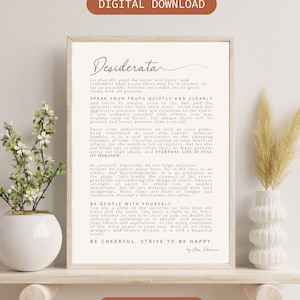 Desiderata Poem Digital Art Print | Inspirational Modern Minimalist ...
