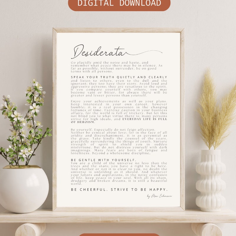 Desiderata Printable - Etsy