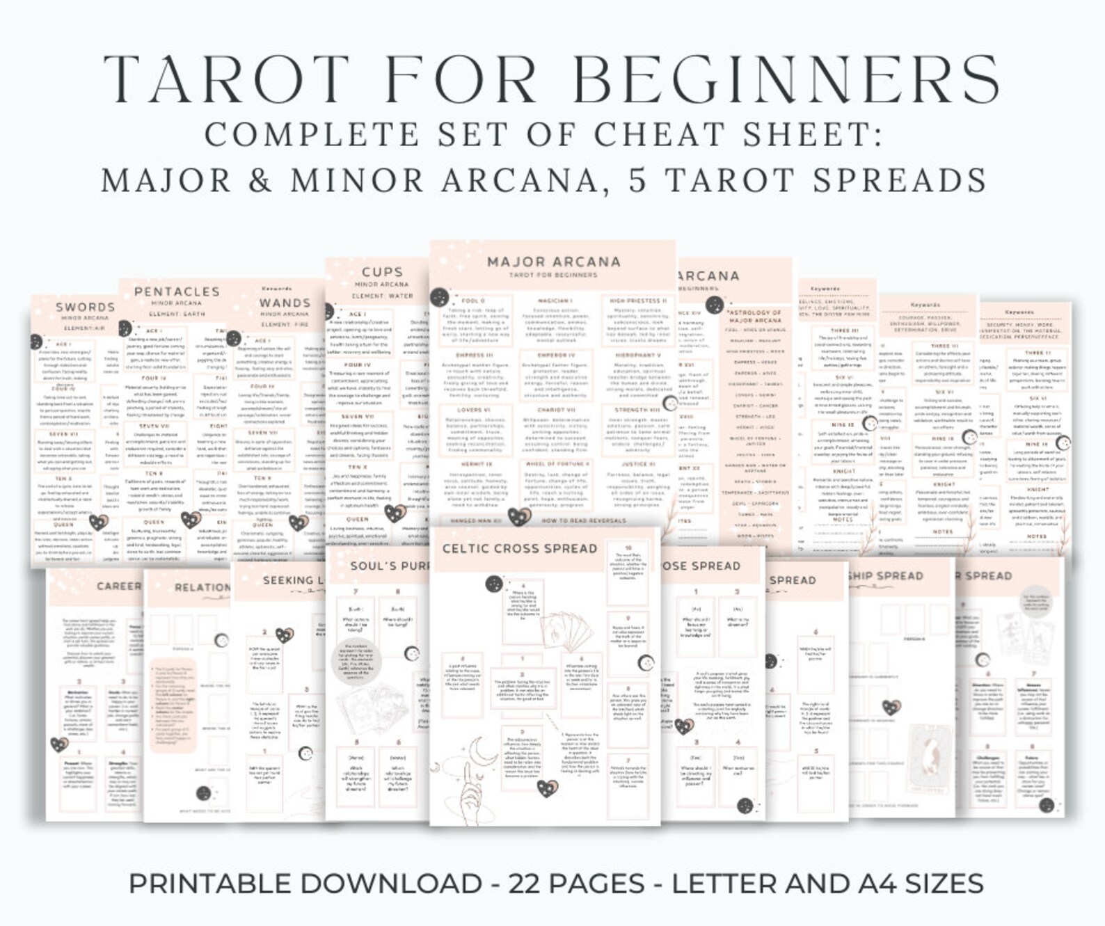 Tarot Guide With Major Minor Arcana Tarot Spreads, Tarot Starter ...