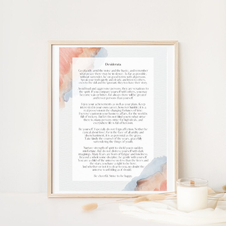 Desiderata by Max Ehrmann Digital Art Print | Inspirational Poem Modern ...
