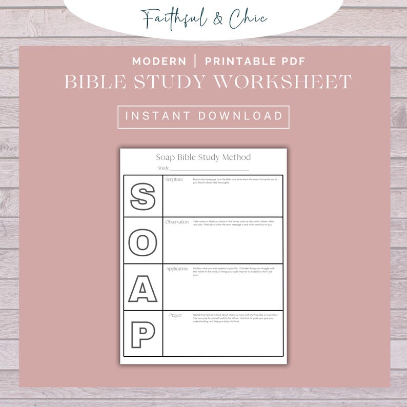Printable SOAP Bible Study Method Worksheet Instant Download Letter ...