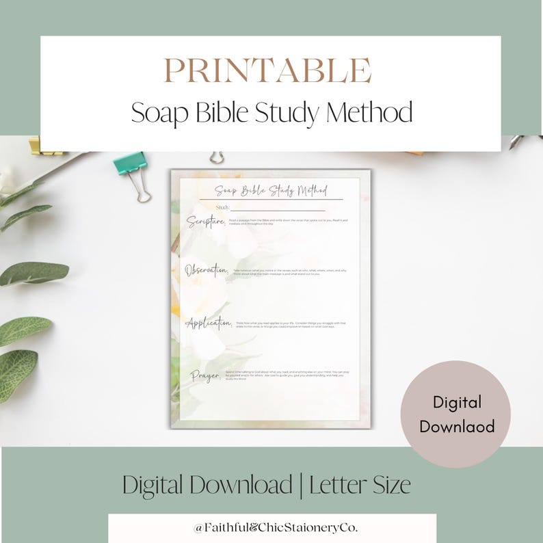 Printable Floral SOAP Bible Study, Worksheet, PDF , Letter Size ...