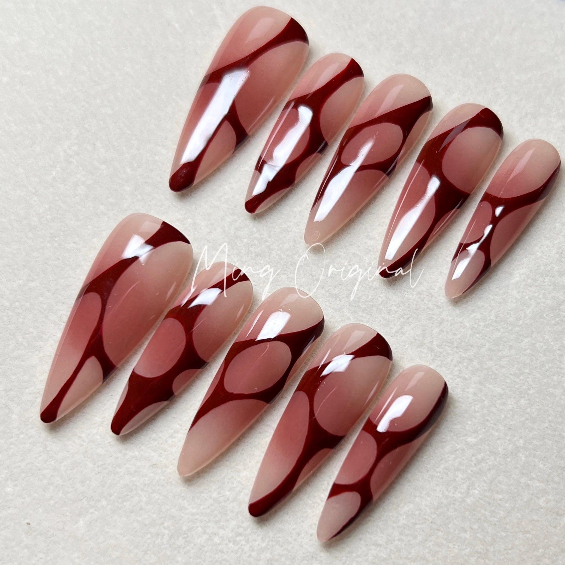 Bloody Red Blushed Halloween Spooky Nail Bloody Press on Nail, Abstract ...
