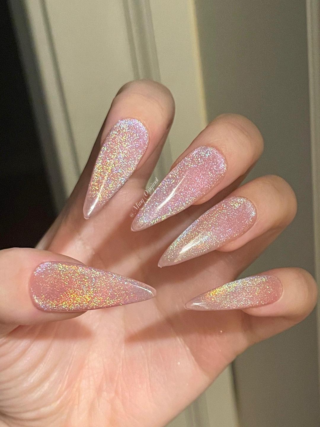 Universal Rainbow Cat Eye Nails Holographic Magnetic Cotton Candy Press ...