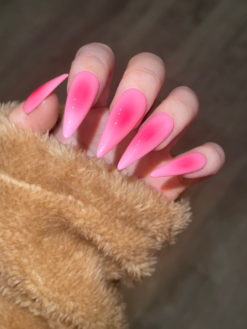 Reusable Pink Ombre Gradient Fade Pink Press on Nails Blush - Etsy