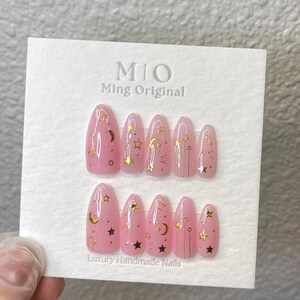 Reusable Pink Sailor Moon Acrylic & Press on Nail, Premium Hand Paint ...