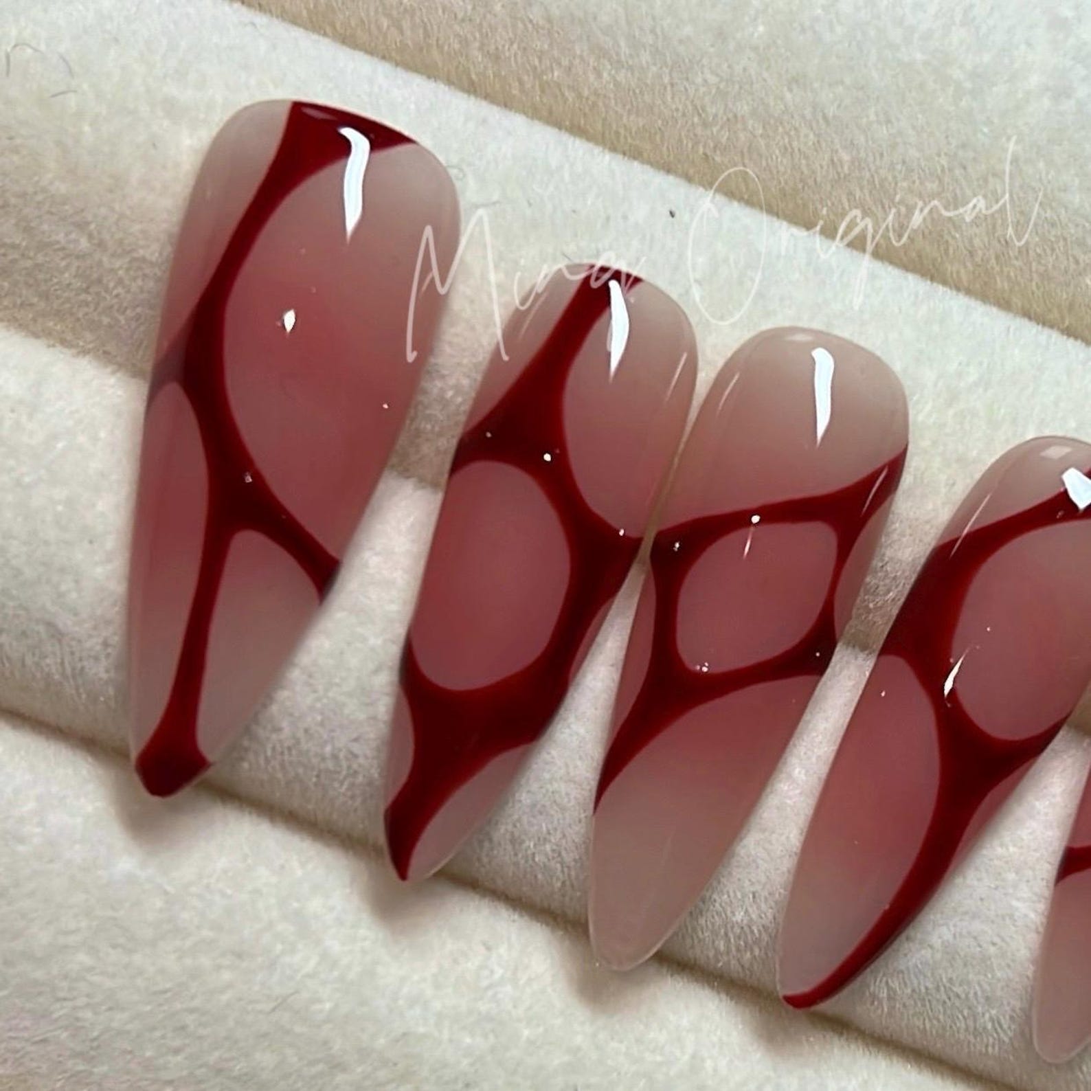 Bloody Red Blushed Halloween Spooky Nail Bloody Press on Nail, Abstract ...