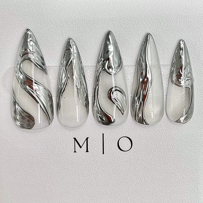 Fake Silver Nails - Etsy
