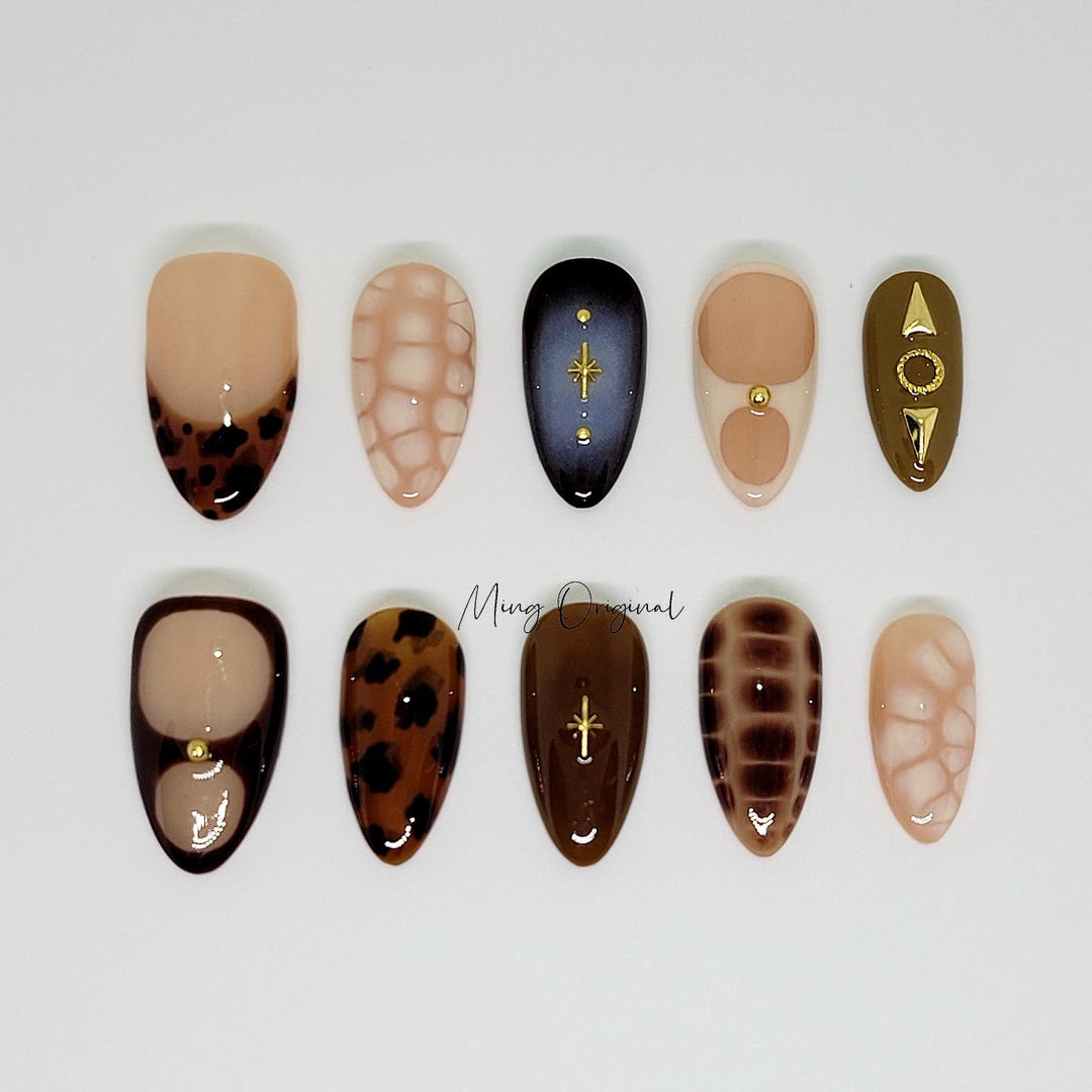 Croc Skin Snake Skin Design, Leopard Print Press on Nails, Star ...