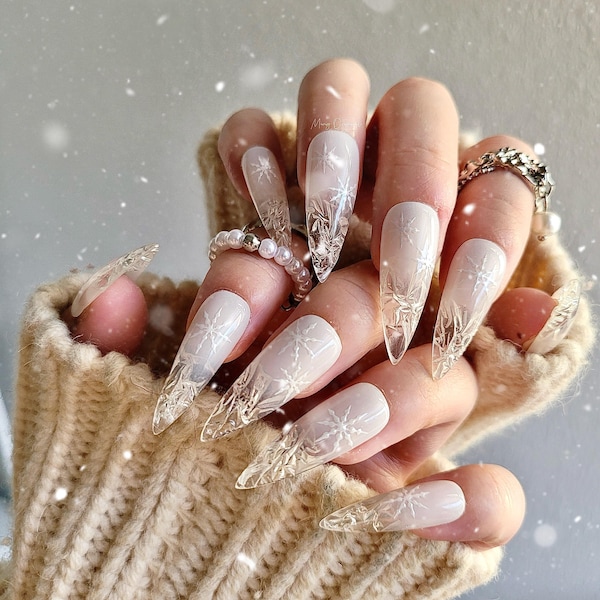 Winter Sparkly Nails - Etsy