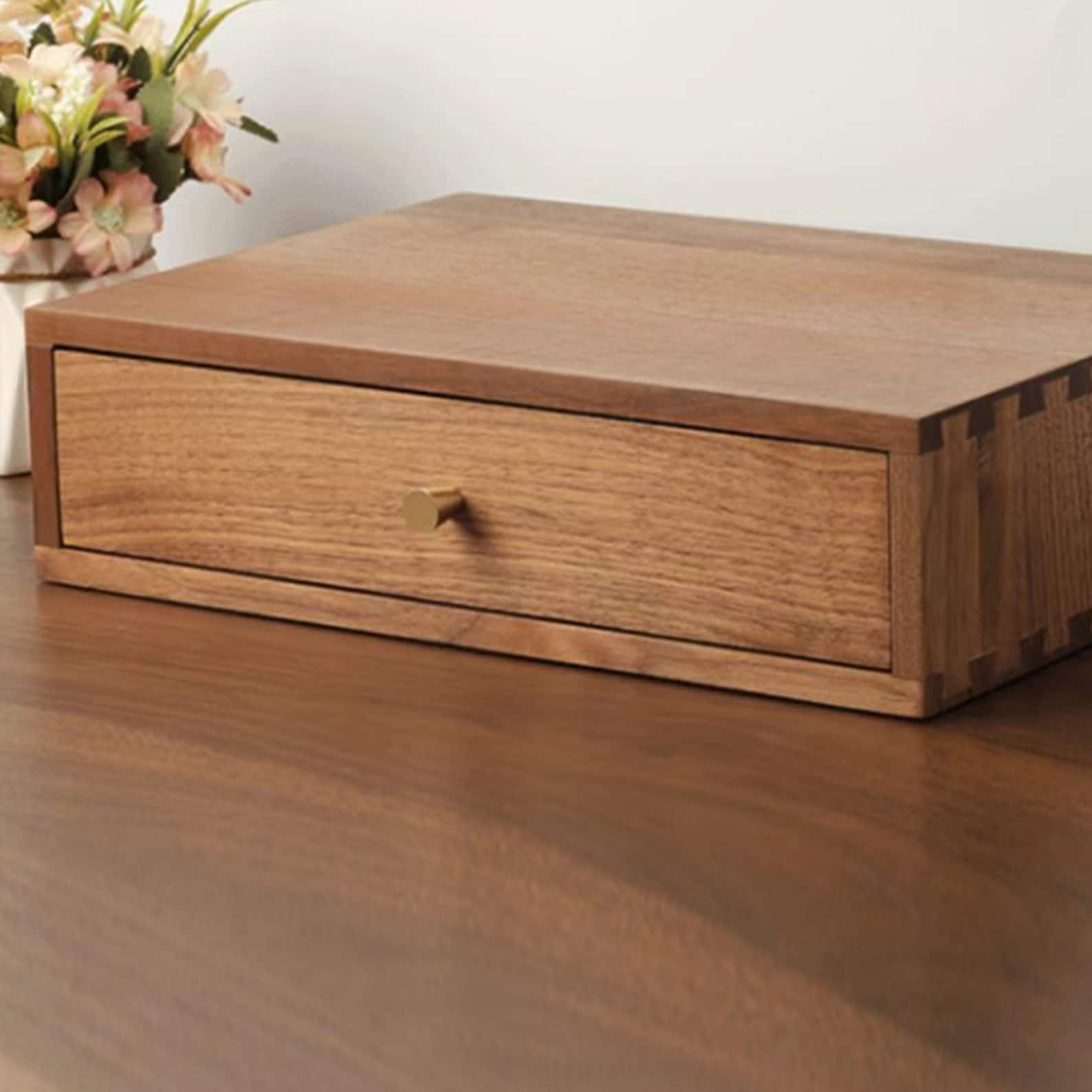 Single Black Walnut Drawer Storage, Large Capacity, Solid Wood, Wooden ...