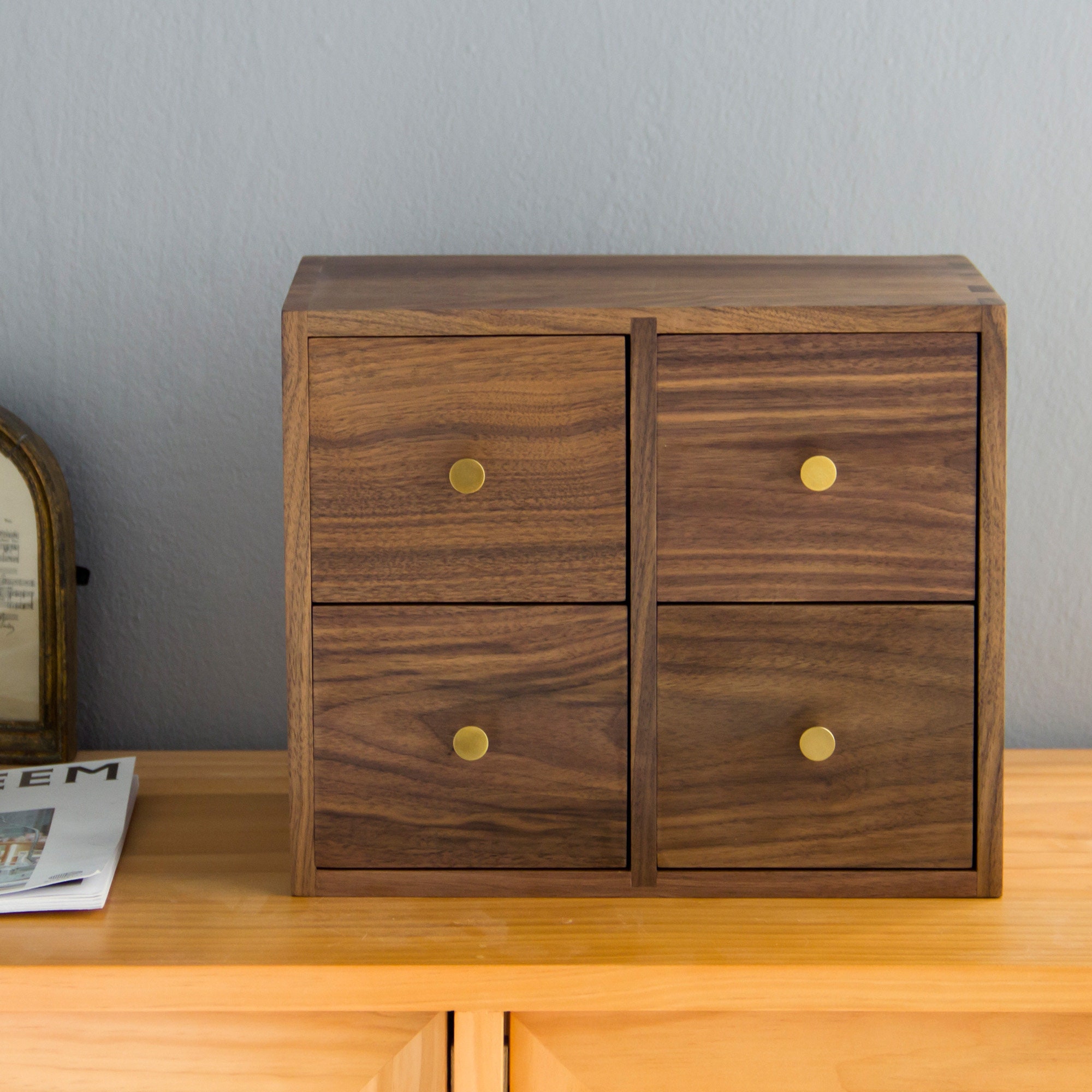 Black Walnut Desk Storage Cabinet/ Soild Wood Cabinet/ Wooden Storage ...