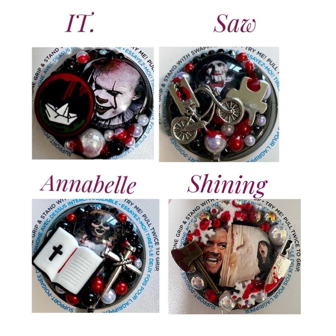 3D Pennywise IT SAW Swappable Top Bling Face Grip Phone Handmade Made ...