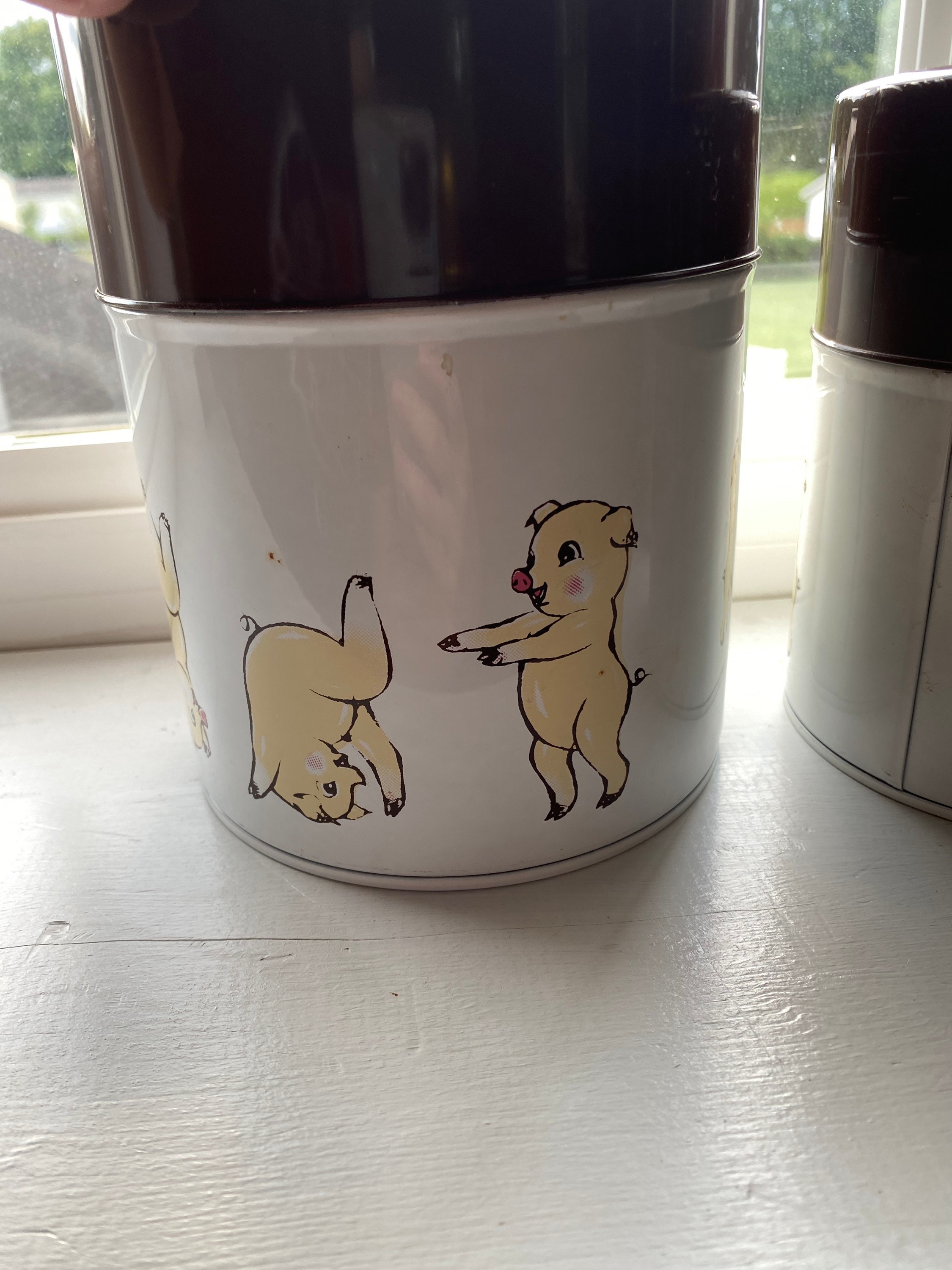 Vintage New Trends Japan Somersaulting Pig Tins Set of 4 Canisters for ...