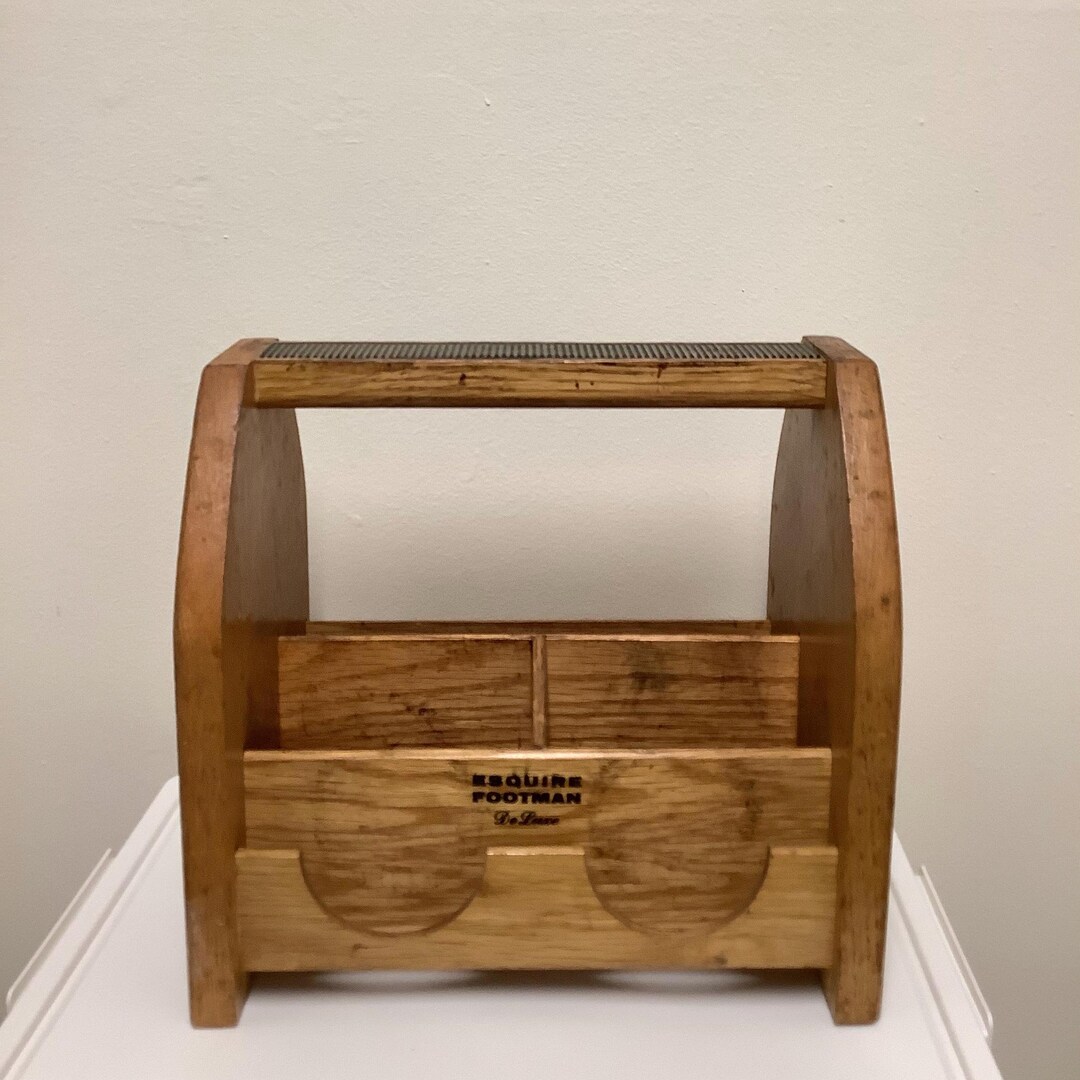 Vintage Wooden 1950’s Esquire Footman Deluxe Portable Shoe Shine Box ...