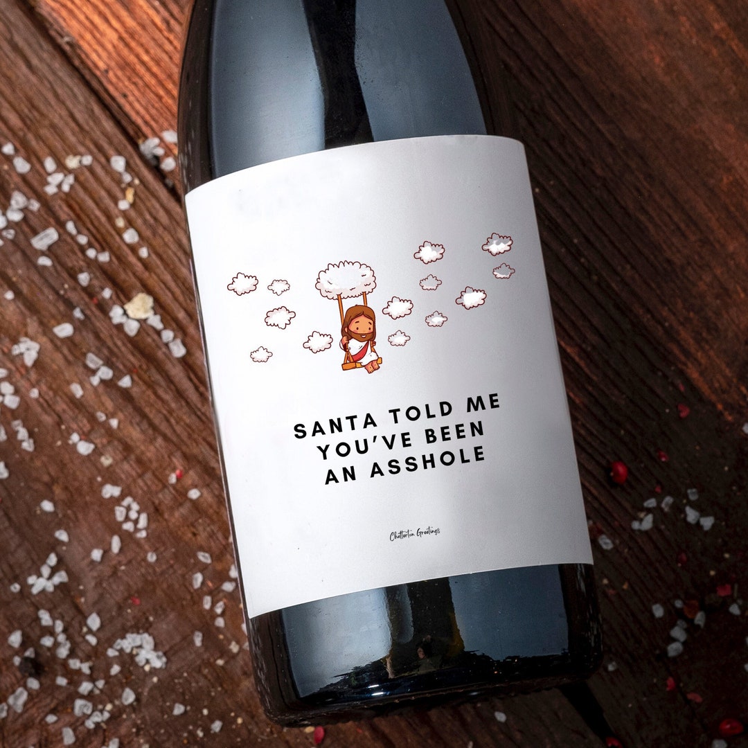 Funny Jesus Christmas Wine Label Gift for White Elephant, Secret Santa ...