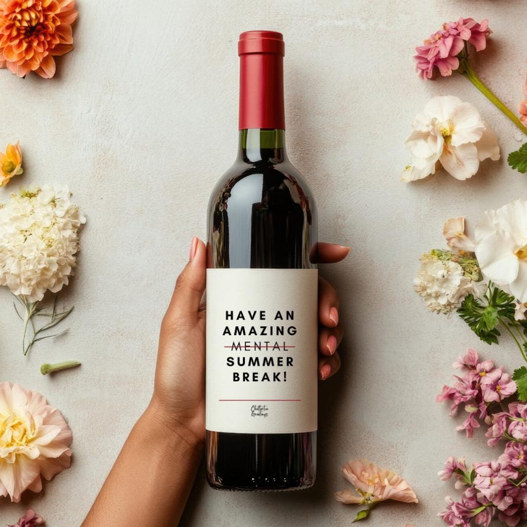 Funny Wine Label Teacher Gift: Babysitter, Nanny Thank You Sticker - Etsy