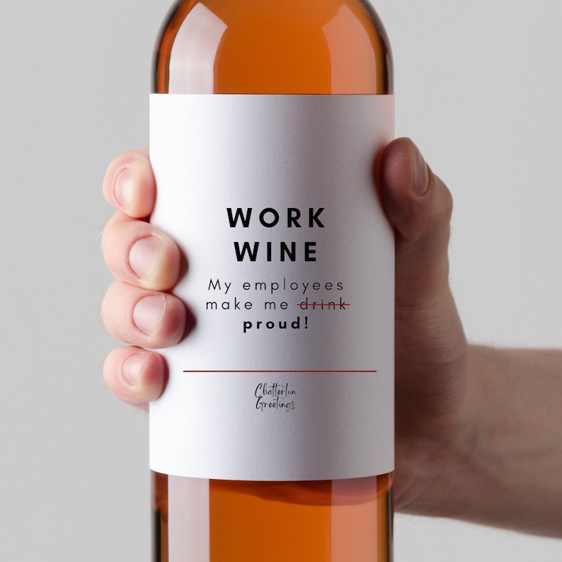 Funny Wine Label for Coworkers. A Custom Gift Bottle Label for ...