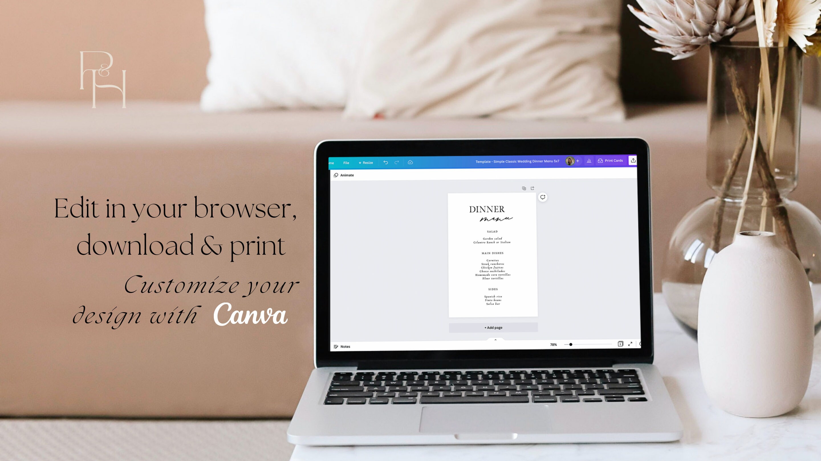 Simple Classic Wedding Menu, INSTANT Download, Printable Design, 5x7 ...