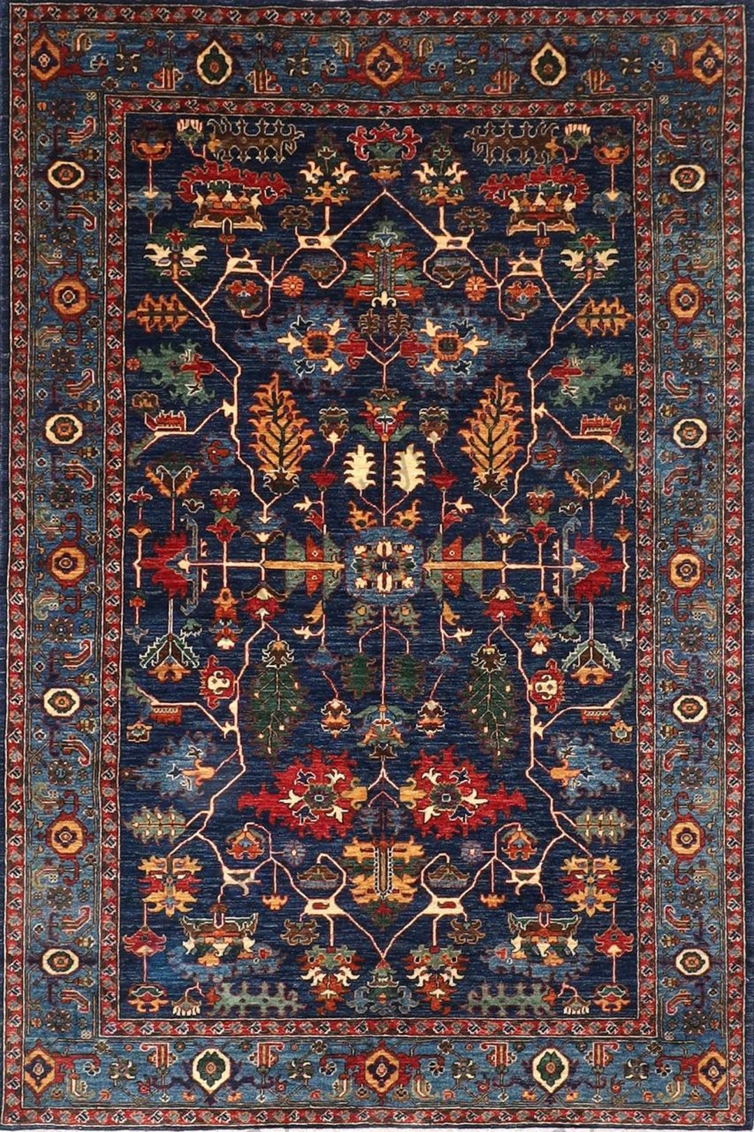 19century Saruk Mahajaran Carpet9x12antique Dark Nevy Blue Oushak Hand ...